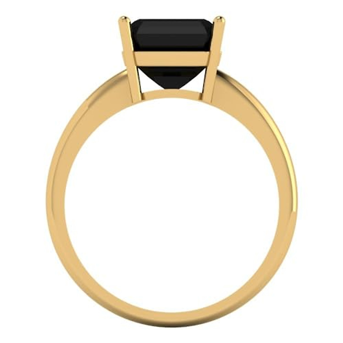 2.5 ct Asscher Cut Solitaire Natural Black Onyx Engagement Wedding Bridal Promise Anniversary Ring 18K Yellow Gold Size 6.25