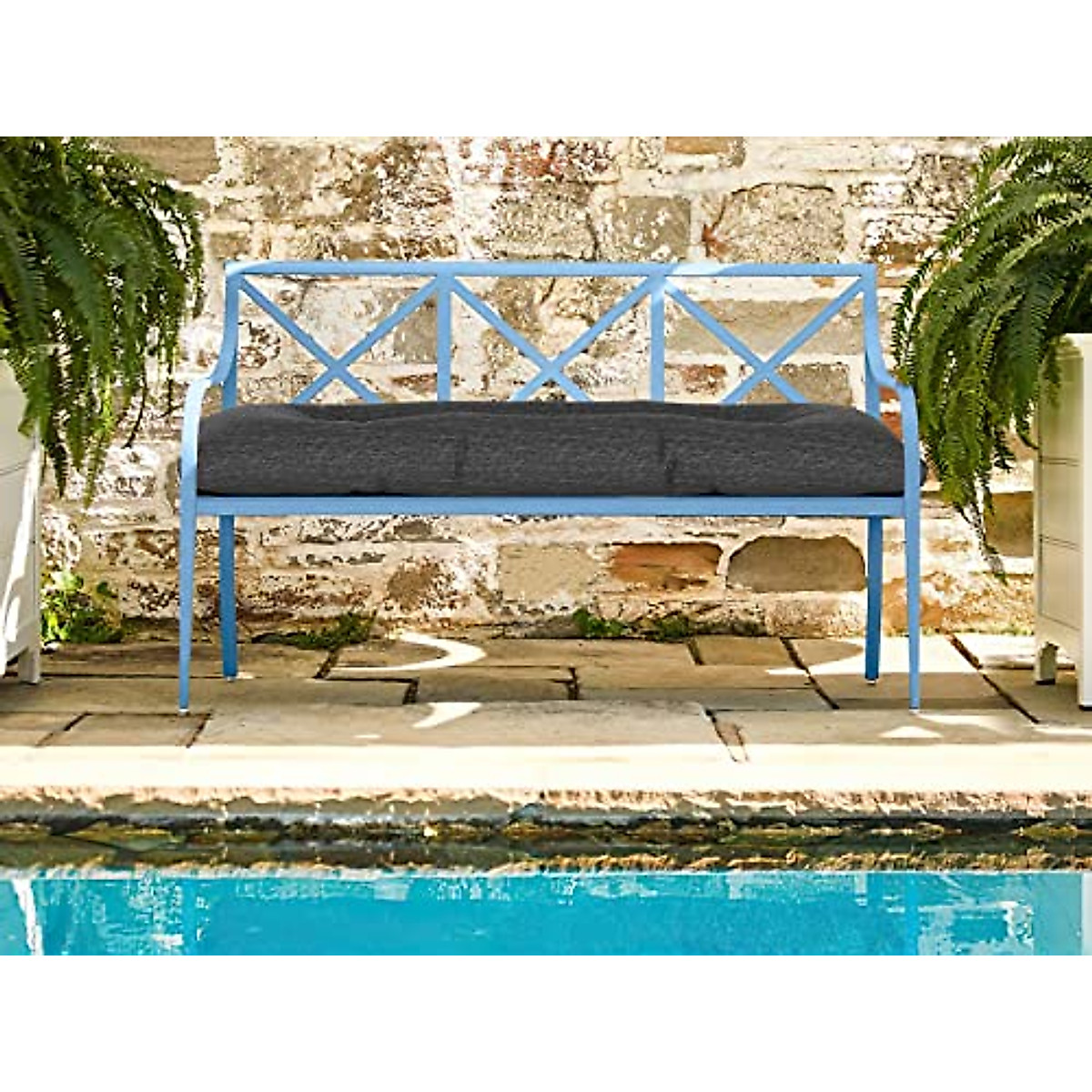 Lokex Bench Cushion Tufted Thickening Chair Cushion Home Seat Mat Floor Cushion Bench Cushion for Garden Bench Swing Chair Patio Indoor/Outdoor Soft Seat Pad, [Cationic] Lake Blue, 48"x16"x4"
