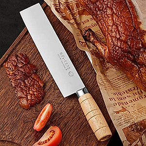 GAINSCOME Stainless Steel Chinese Chef's Knife Sharp Cleavers Slicing Knife Peking Duck Knife Beech Handle Watermelon Fruit Knife