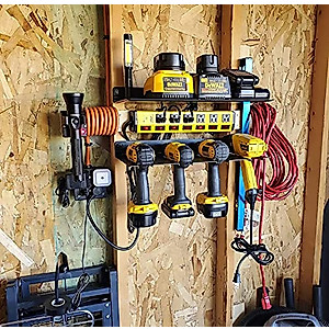 StoreYourBoard Electric Drill Storage Rack Shelf, Holds 4 Drills, Hanging Wall Mounted Organizer for Garage, Home, Workshop, Shed