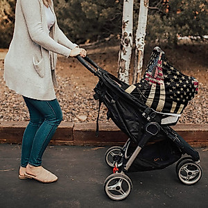 Car Seat Canopy Nursy Cover, Retro American Flag Independence Multi Use Breastfeeding Scarf for Infant Carseat Canopy, Stroller, Shopping Cart, Highchair Flag Day Sunflower Decor