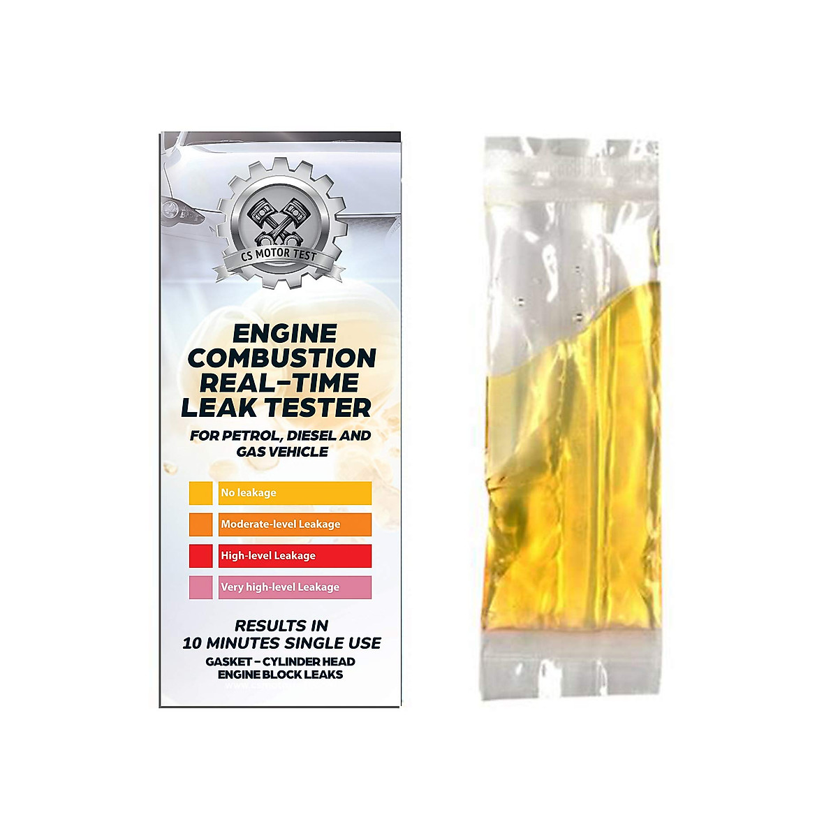 CS Motor Test, CS Engine Combustion Real-TIME Leak Tester - Cylinder Head Gasket CO2 Head Tester - Test While Driving - Petrol Diesel Gas - Engine Under Load Head Gasket Test Kit- 2 PCS in a Box