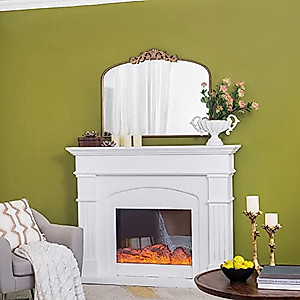 A&B Home Arched Vertical Mirror-Wall Mirror with Gold Metal Frame,40"x31" Large Arch Mirror for Bathroom Bedroom Living Room