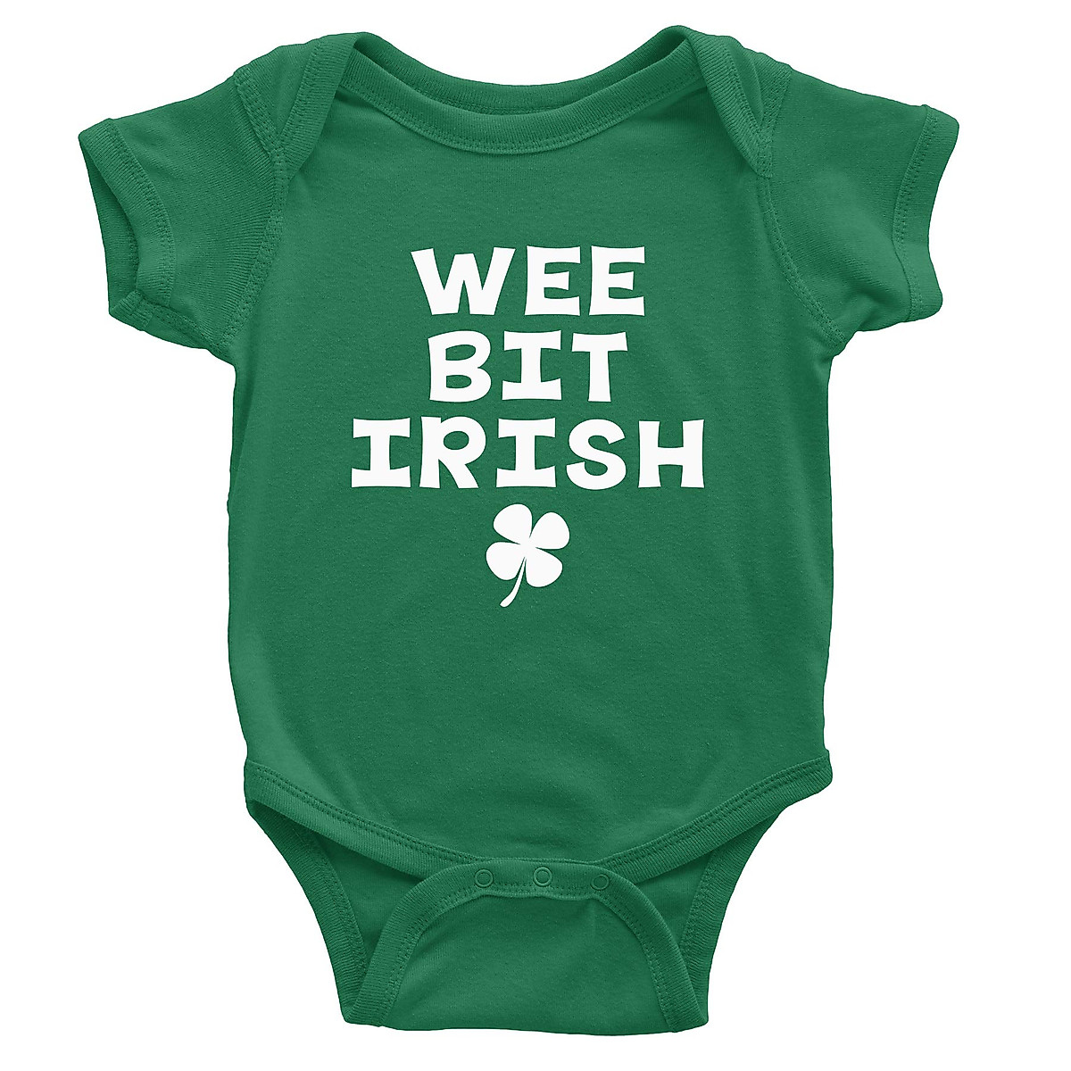 St Patricks Day Baby Onesie - Wee Bit Irish Funny Irish Baby Infant Shirt - Kelly-6M