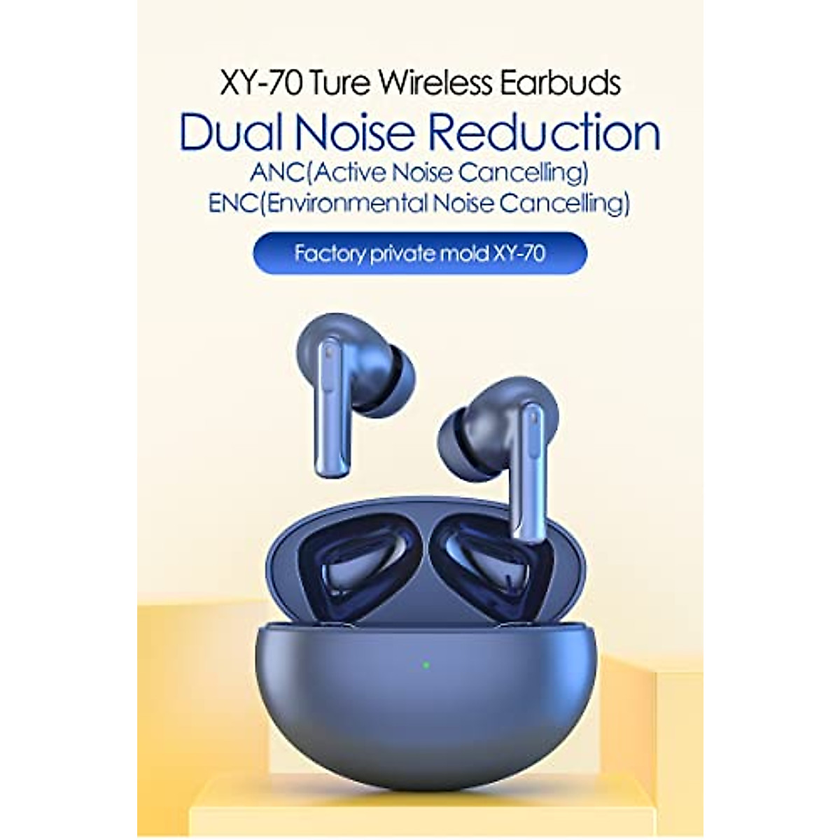 LmtLessDeals Wireless Earbuds Bluetooth Noise Cancelling in-Ear Headphones Waterproof Touch Control Built-in Microphone with Wireless Charging Case… (Silver)