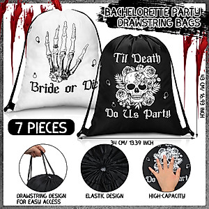 Silkfly 28 Pcs Bride or Die Bachelorette Party Decor Till Death Do Us Party Gifts Bridesmaid Scrunchies Sunglasses Beer Can Cooler Sleeves Drawstring Backpack for Wedding Bridesmaid Proposal Gift