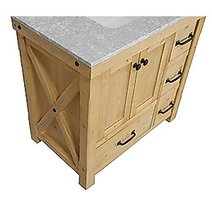 Tuscany 36-inch Bathroom Vanity (Carrara/Driftwood): Includes Driftwood Cabinet with Authentic Italian Carrara Marble Countertop and White Ceramic Sink