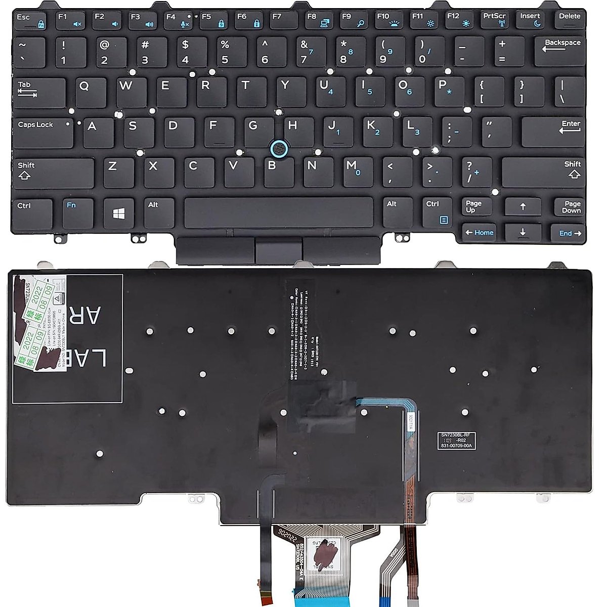 TLBTEK Backlight Keyboard Replacement with Pointer Compatible with Dell Education E5450 E5470 E5480 E7450 P40G E7470 E7480,Latitude 14 5480 5488 5490 5491 7480 7490 Series Laptop