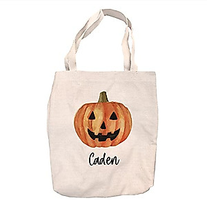 Pattern Pop - Personalized Halloween Tote Bag - Graphic Canvas Tote Bag - Personalized Candy Bag for Trick or Treat - 16” x 14.5” - Jack o’ Lantern