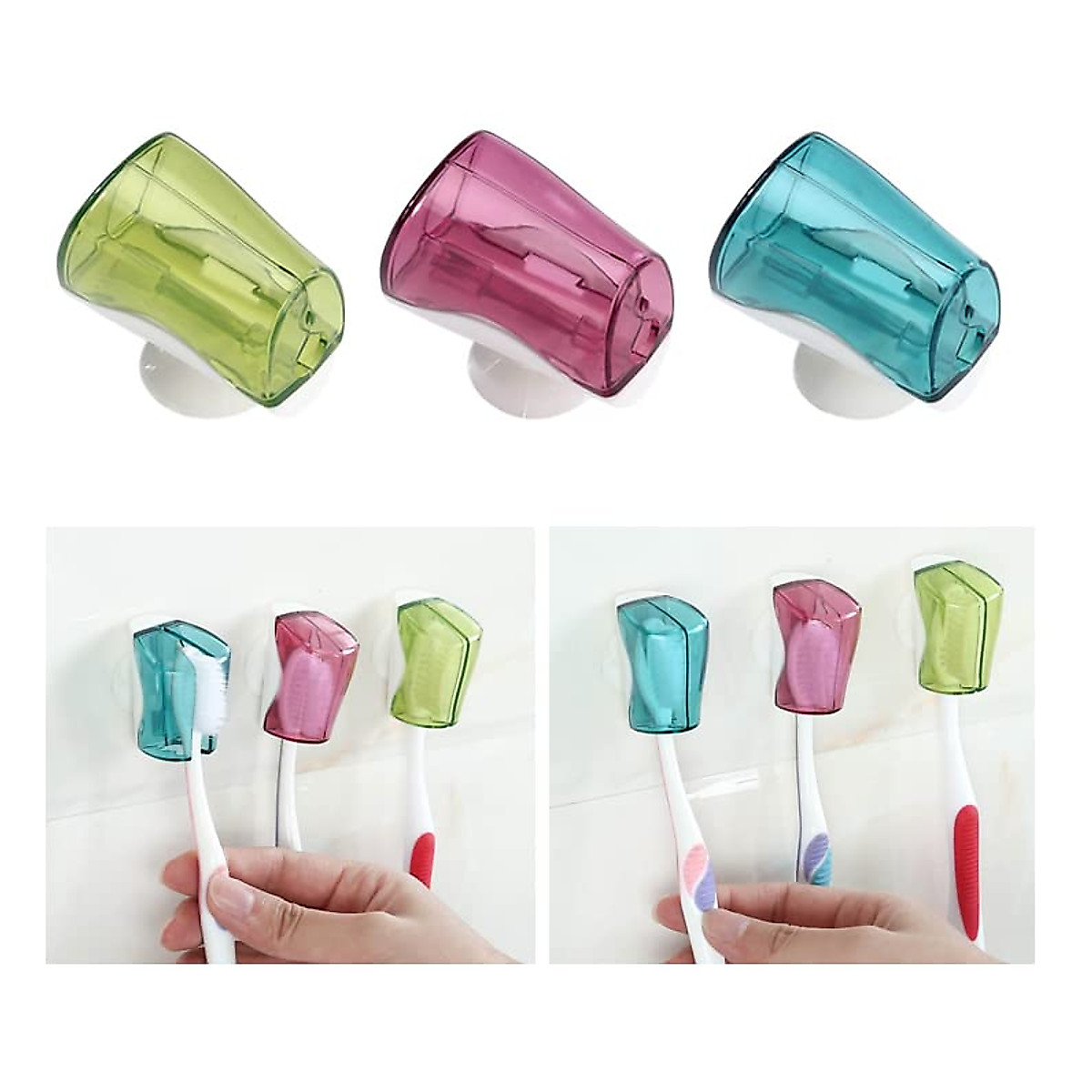 HLLMX 6 PCS Toothbrush Head Covers with Suction Cup Travel Toothbrush Head Covers Case Anti Dust Toothbrush Cover Great Protective Case for Home Travel Outdoor Camping