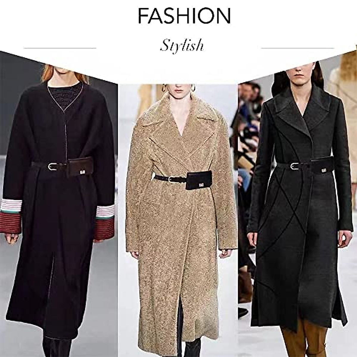 Fashion Belt for Women`s Dress and pants with Removable Mini Waist Bag, Cell Phone Pocket (Coffee), 43 inch