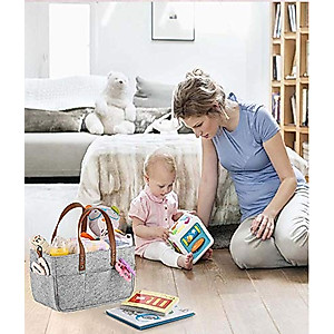 Baby Diaper Caddy Organizer, Portable Nappies Organizer Nursery Storage Basket, Diaper Bag Tote with Changeable Compartments, Baby Storage Basket for Car Travel, Diaper Storage Bin (M)