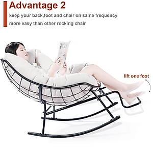 ABATIA Patio Rocking Chairs, Cushion Rocker Chair Outdoor, Nursery Recliner Chair, Rocking Chairs for Outside Lounge Deck Backyard (1 PC)