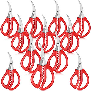 Gisafai 30 Pcs Kitchen Seafood Scissors for Crab Bulk, Red Leg Scissors Multifunctional Stainless Steel Shears Crab Leg Crackers Fish Crab Shrimp Lobster Scissors for Kitchen Seafood Peeling Tools