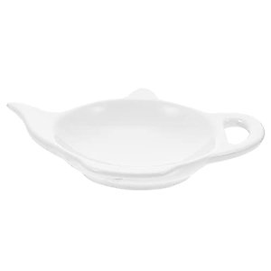 Kichvoe Tea Holder Ceramic Tea Bag Holder Caddy Plate Cute Teapot Shaped Teabag Coaster Tray Teaspoon Rest Sauce Dip Bowl Seasoning Dish for Dessert Fruit Appetizer Serving Dish Tea Bag Organizer