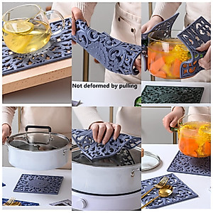 Smithcraft Trivets for Hot Dishes, Pots & Pans, Square Hot Pads for Kitchen, Heat Resistant Mats for Kitchen Counter, Multi Use Silicone Trivet Mat, Flexible Silicone Pot Holders Mats Black Set of 3