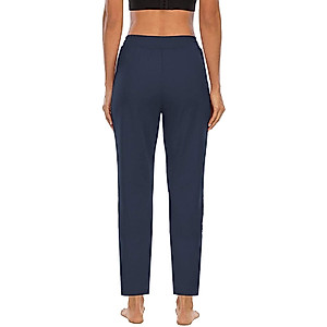 Lastesso Prime Shopping Online Women's Tapered Sweatpants Elastic Waistband High Waist Joggers Pants Gym Athletic Fit Trousers with Pockets Tall Womens Pants Navy XL