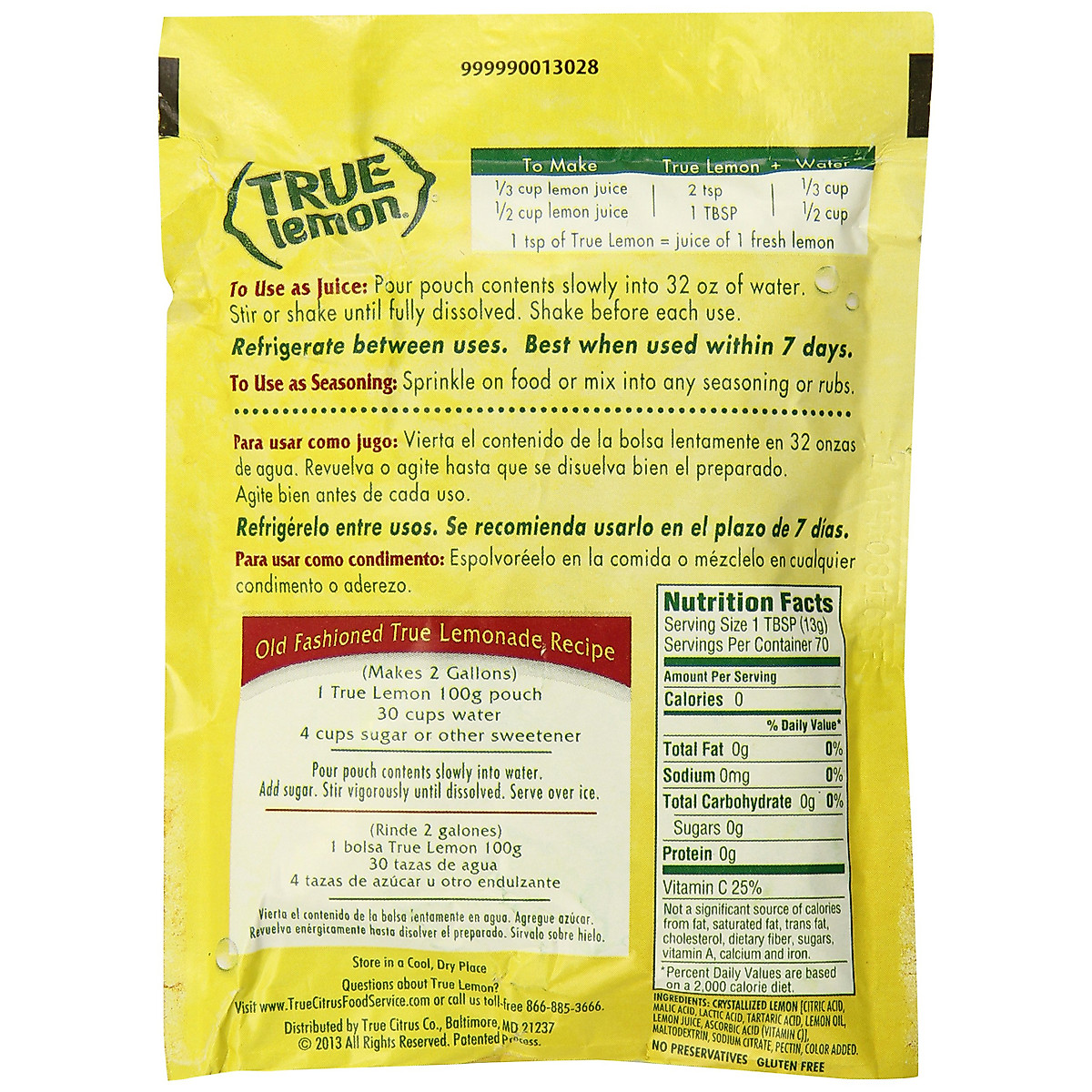 True Lemon Juice Mix, 3.53 Ounce (Pack of 10)