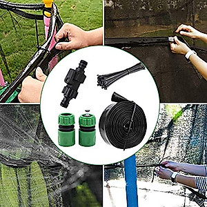 Juesi Misting Cooling System- Outdoor Patio Trampoline Sprinkler Hose Kit for Kids, Waterpark Watering Automatic Distribution System Attachment for Summer Water Fun Yard Garden (32.8FT)