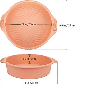 Baocuan 9 inch Silicone Round Cake Pan - Non stick bread pan for baking cake pizza bread and More Food Grade & BPA Free Set of 3