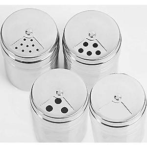 Verdental Stainless Steel Dredge Sugar/Spice/Pepper Shaker Seasoning Cans with Rotating Cover