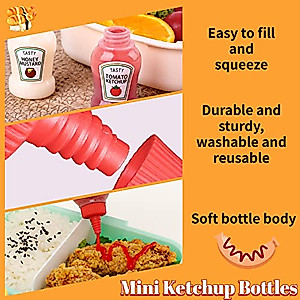 Niurewan 8 Pcs Mini Ketchup Bottles,25ml Condiment Squeeze Bottle,Plastic Portable Containers Bottle for Adults,Office,Lunchbox,Picnic,Oil,Soy Sauce,Honey,Salad Dressing