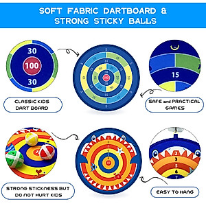 Dart Board for Kids –Sports Game and Gifts for Boys and Girls Toys -Double Sided with 12 Sticky Balls and Hook, Indoor/Outdoor Party Games and Gifts for 3 4 5 6 7 8 9 10 11 12 Old Boy Kids