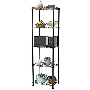 ZHAZHADI 5 Tier Adjustable Storage Shelf Metal Storage Rack Wire Shelving Unit Storage Shelves Metal 660Lbs Capacity 17" L x 13" W x 63" H for Pantry Closet Kitchen Laundry Black