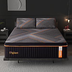 DIGLANT TwinXL Mattress, 14 Inch Plush Memory Foam Hybrid Mattress with Individually Pocket Coils for Pressure Relief,Balanced Support, TwinXL Size Mattress in Box, Motion Isolation