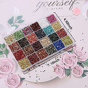 Crushed Glass Glitter, 24 Colors Irregular Crystal Chips Chunky Flakes Sequins Crushed Glass for Resin Geode Art Nail Arts Craft DIY Vase Filler Epoxy Resin Jewelry Making