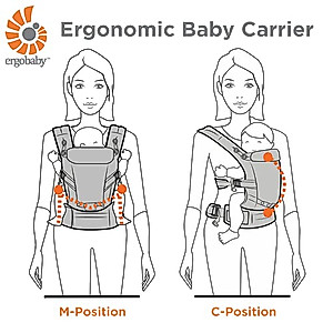 Ergobaby 360 All-Position Baby Carrier with Lumbar Support (12-45 Pounds), Carbon Grey, Cool Air Mesh