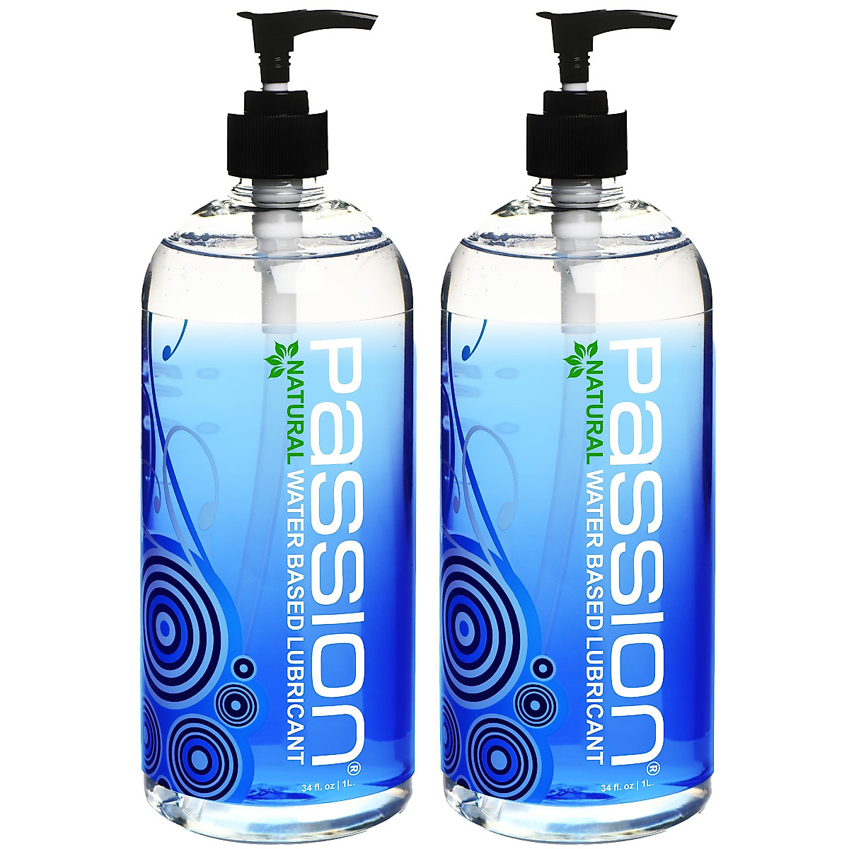 Passion Natural Water-Based Personal Lubricant Twin Pack, Premium, Non-Sticky, Easy-to-Clean Formula for Smooth, Comfortable Use - 34 Fl Oz (Pack of Two)