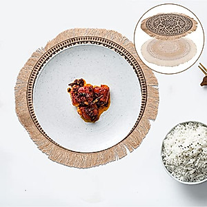Trivet 2pcs Mandala Placemat Cotton Woven Macrame Tassels Table Mats Washable Round Burlap Placemats Natural Jute Coasters for Kitchen Table Woven Placemats Round Placemats Round Placemats