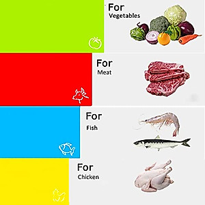 Kimmoker Flexible Cutting Boards Set, Cutting Board Mats for Cooking, Colored Cutting Board Set with Easy-Grip Handles, Flexible Plastic Cutting Sheet Set of 4 (1)