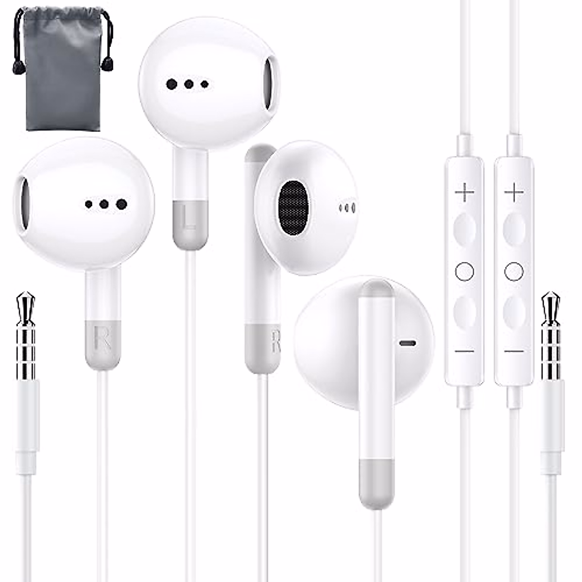 2 Pack Earbuds Wired in Ear Wired Headphones,Earphones with Microphone for 3.5mm Jack Ear Buds Noise Isolation & Volume Control Compatible with iPhone/iPad/Computer/MP3/4 and Other 3.5mm Jack Devices