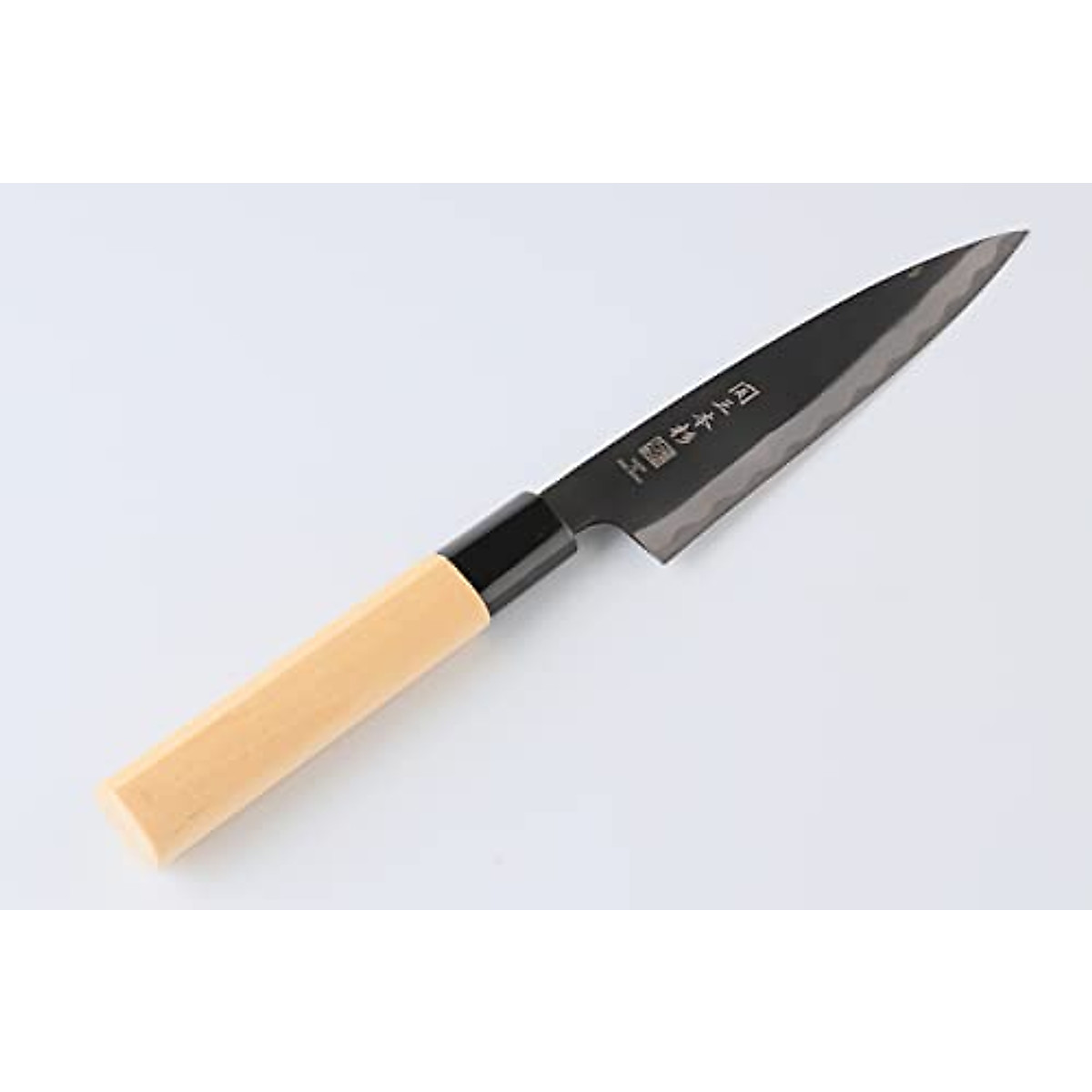 Seki Sanbonsugi Japanese Utility Chef Kitchen Knife, KUROUCHI Carbon Tool Steel Petty Paring Knife, Shiraki Wooden Handle, 135 mm, Made in Seki Japan