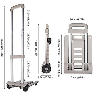 Fingertip WD Folding Luggage Cart with Chassis,4 Wheels Folding Hand Truck Dolly,Collapsible Light Duty Dolly for Moving Shopping Travel Office Use,165lbs(Grey)