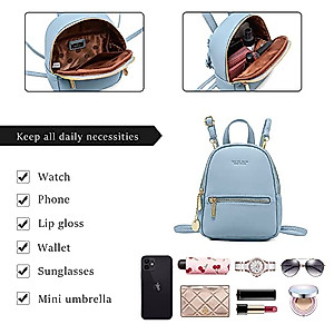 LISM Mini Backpack Purse for Women Casual Leather Small Daypack for Teen Girls Shoulder Bag Small Backpack - Blue