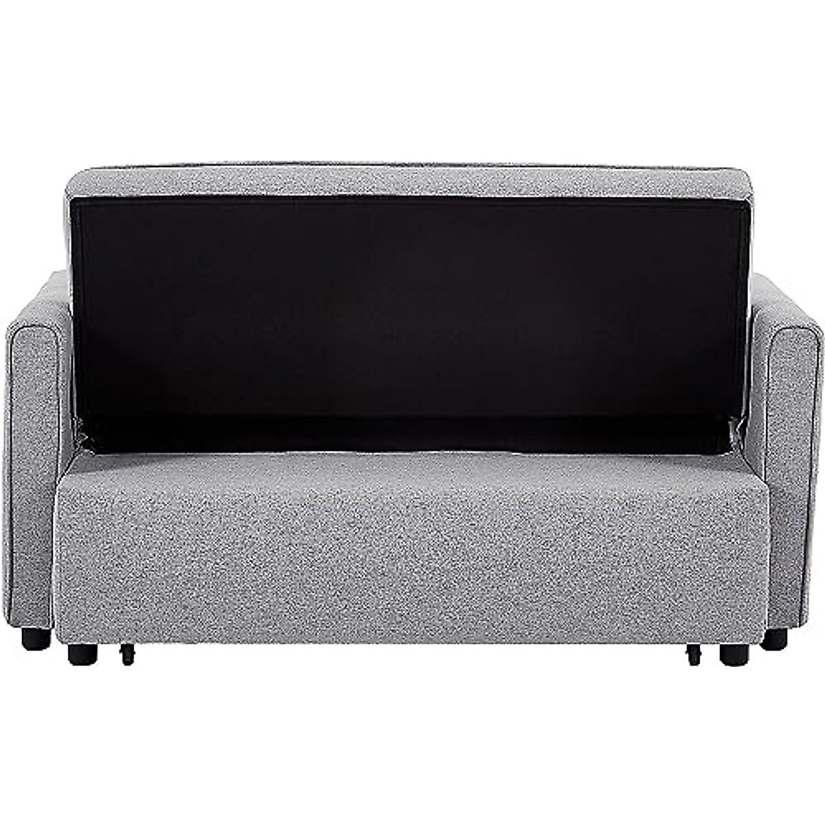 3-in-1 Convertible Upholstered Loveseat Sofa Couch with Pull-Out Sleeper Bed,2-Seat Futon Lounge Recliner Sofá Chair with Adjustable Reclining Backrests,Lumbar Pillows and Side Pockets for Living Room
