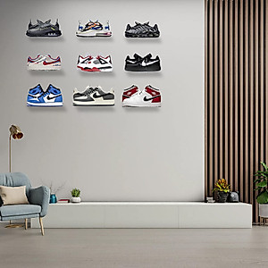 Guntsous 6 PCS Acrylic Floating Shoe Rack Wall Mount Display Shoe Rack Transparent Storage Rack for Home Use Sneaker Display Rack with Screws and Anchors