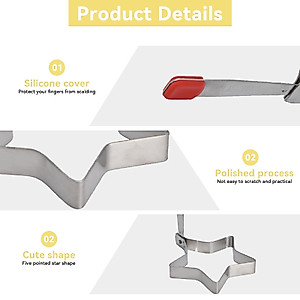 2PCS Cute Egg Rings, Pancake Mold Star Egg Rings Molds for Cooking Egg Shaper Mold Egg Molds for Griddle Egg Ring Mold Stainless Steel Egg Molds Egg Form for Breakfast