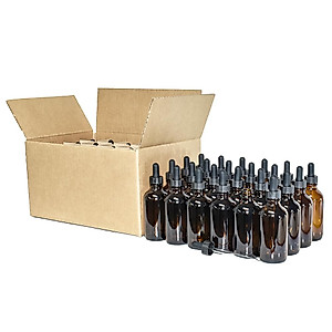 (Pack of 24) 4 oz. Amber Boston Round with Black Glass Dropper