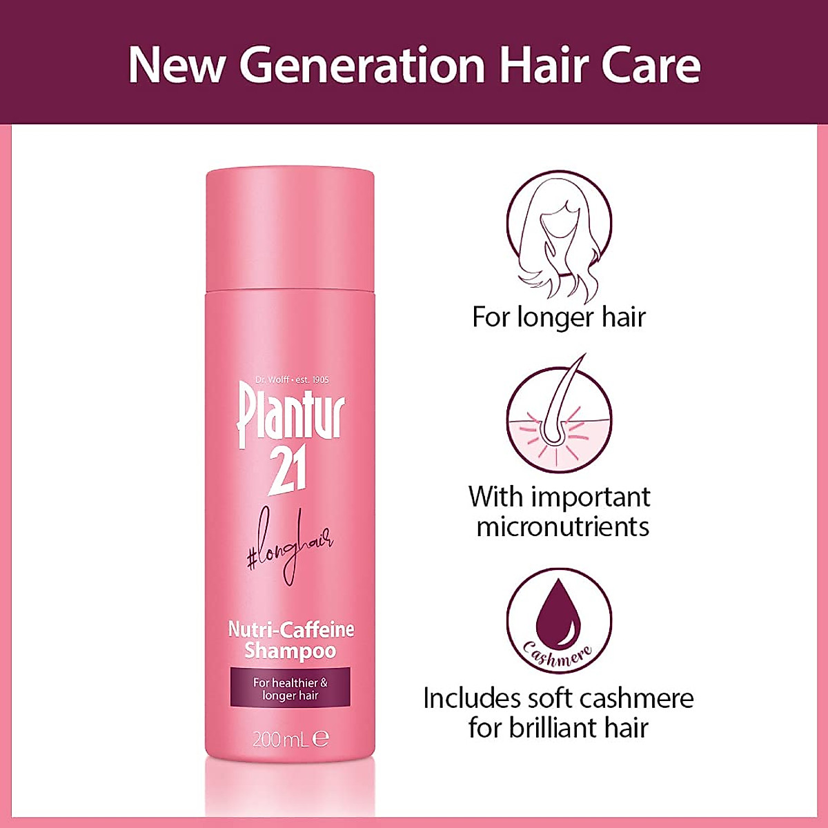 Plantur 21#longhair Nutri-Caffeine Women's Long Hair Shampoo with Keratin and Biotin: Strengthen and Nourish, 6.76 fl oz