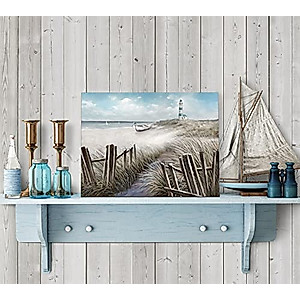 Canvas Wall Art Ocean Seascape Blue Painting Prints Modern Lighthouse Pictures Framed for Bedroom Bathroom Living Room Home Office Decor(11"x15")