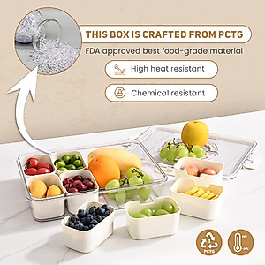 𝟖 𝐂𝐨𝐦𝐩𝐚𝐫𝐭𝐦𝐞𝐧𝐭𝐬 Divided Serving Tray with Lid and Handle, 𝐃𝐢𝐬𝐡𝐰𝐚𝐬𝐡𝐞𝐫 𝐒𝐚𝐟𝐞 Snackle Box Charcuterie Container , Fruit Storage Containers|𝐒𝐧𝐚𝐜𝐤 𝐁𝐨𝐱 𝐂𝐨𝐧𝐭𝐚𝐢𝐧𝐞𝐫