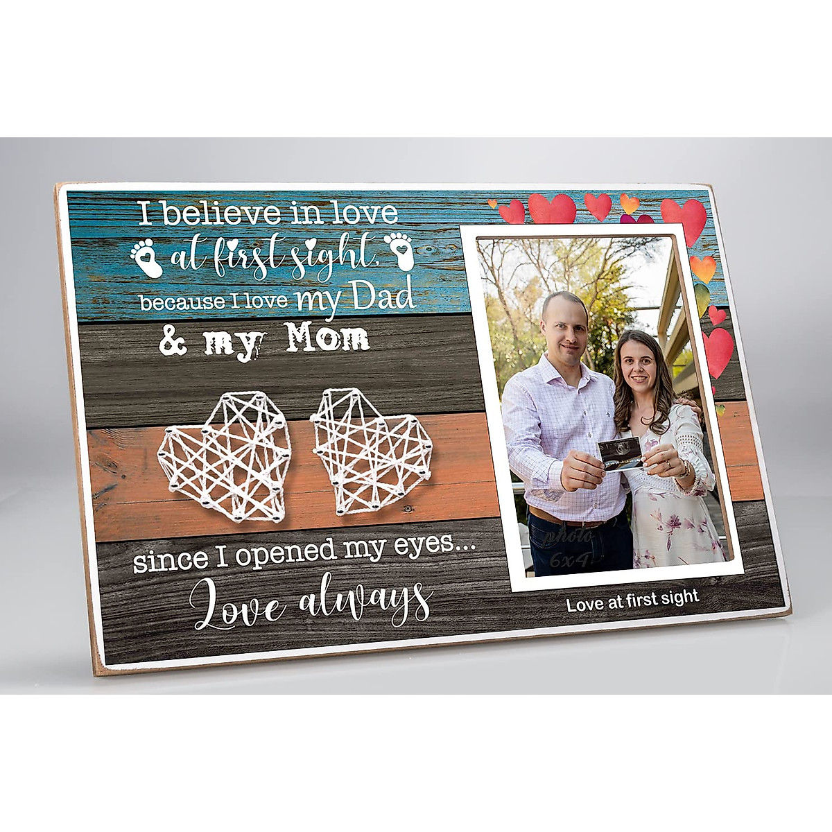 KU-DaYi Sonogram Picture Frame for New Mom Dad, Pregnancy Photo Frame for First Time Moms Dad, Love at First Sight Ultrasound Picture Frames 4x6 In Photo - F033