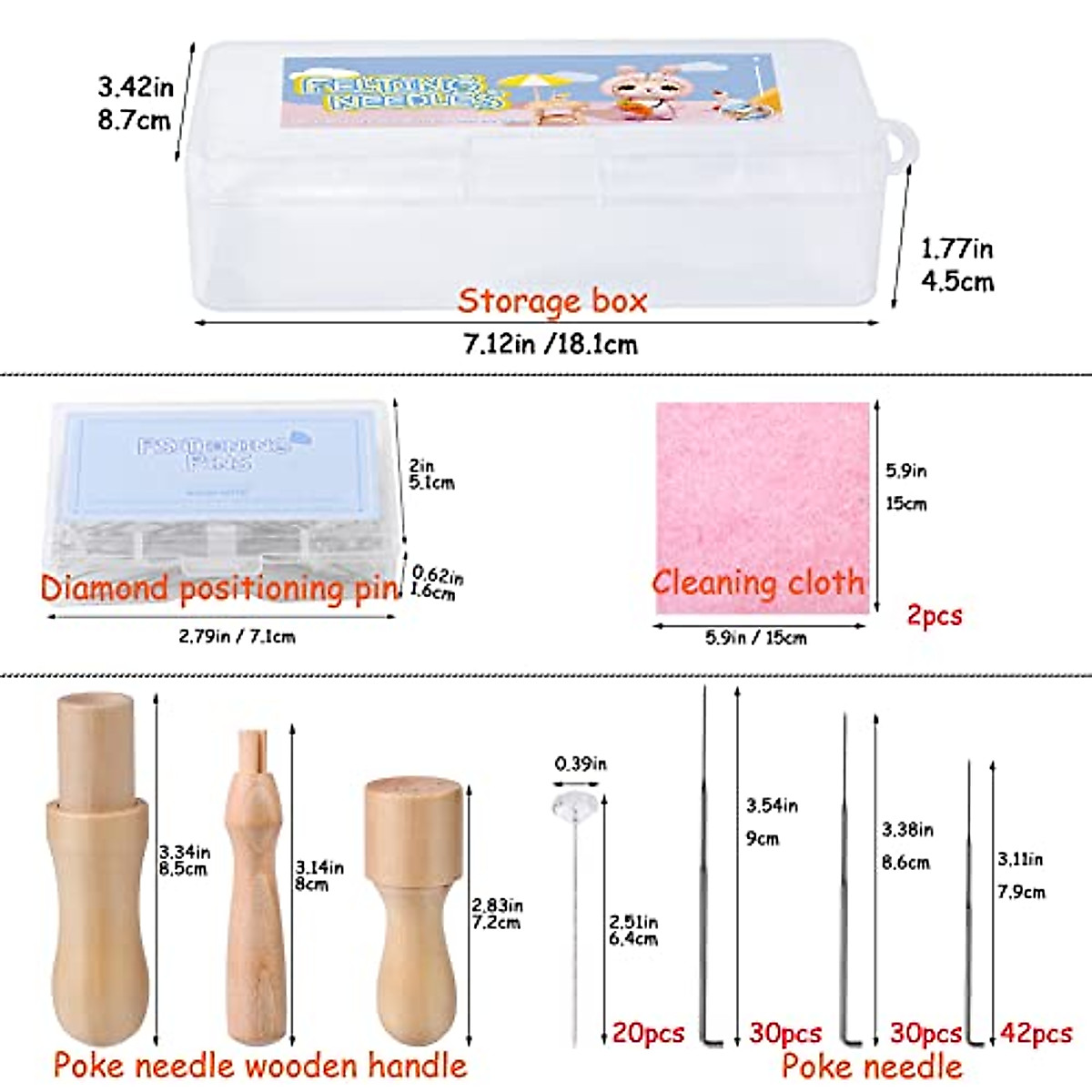 Mayboos 132 Pcs Needles Wool Felting Needles Supplies Felting Tools Needle Felting Tool with 3 Sizes Felting Needles for Beginner Professional