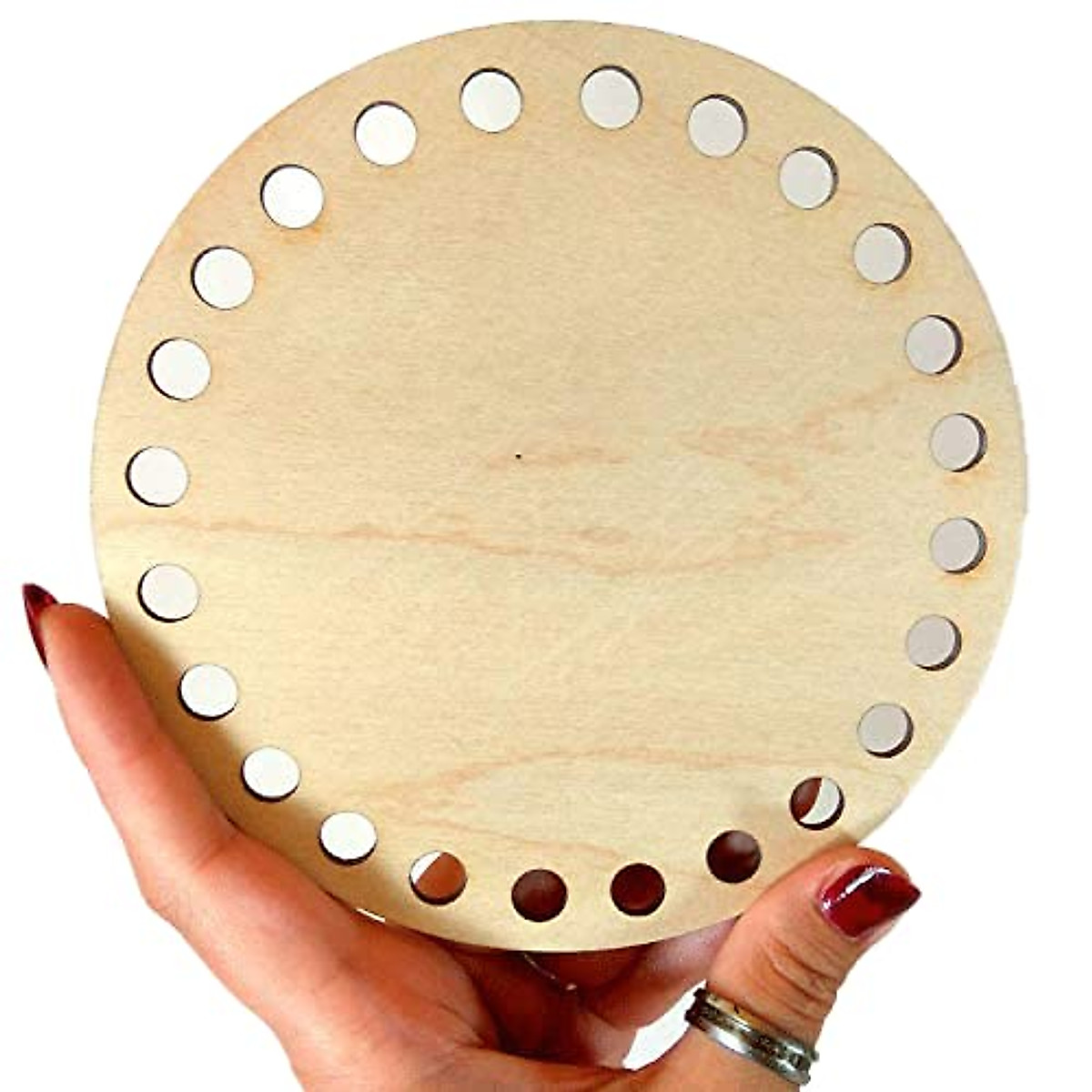 Basket bottom 6 inch 15 cm small Ornament. Wooden Cross Stitch Yarn Holder organizer base