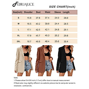Febriajuce Women's Casual Long Sleeve Lapel Oversized Button Work Office Blazer Suit Jacket