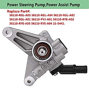 56110-PVJ-A01 Power Steering Pump,Power Assist Pump compatible for 2005-2008 Honda Pilot 2005-2010 Honda Odyssey 2007-2013 Acura MDX Replace 56110-RGL-A03,56110-RYE-A02,21-5442